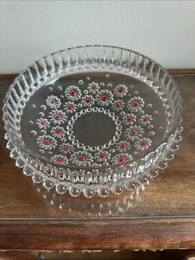 Accents | Mid Century Walther Kristallglas Fabiola Pearl Edge Red ...